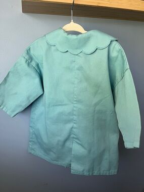 Jackets & Coats | Scallop Collar Short Sleeve Jacket In Light Blue ...